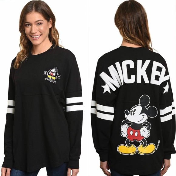 Disney | Tops | Disney Mickey Oversized Long Sleeve Jersey Shirt Size L ...